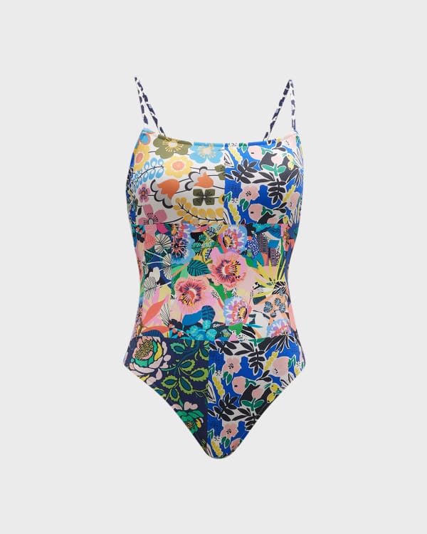 Johnny Was Japer Ruched One Piece Swimsuit Neiman Marcus