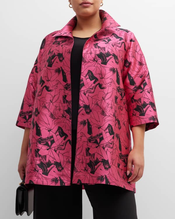 Caroline Rose Plus Plus Size Open-Front Floral Jacquard Jacket | Neiman ...