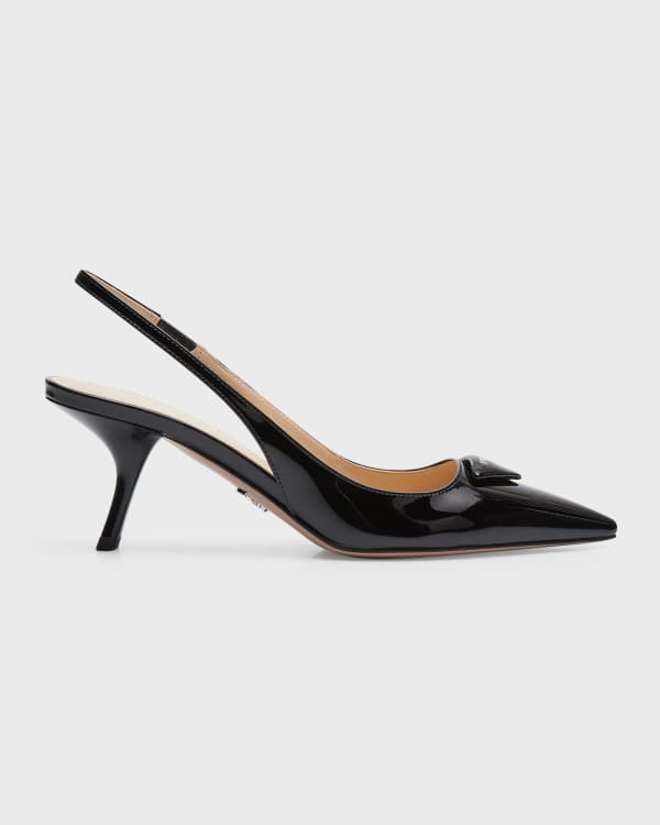 Prada Mesh Logo Slingback Pumps | Neiman Marcus