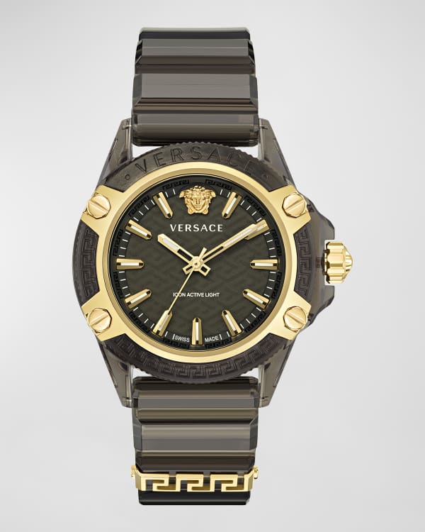 Versace Men's V-Code Medusa Head Leather Strap Watch, 43mm | Neiman Marcus