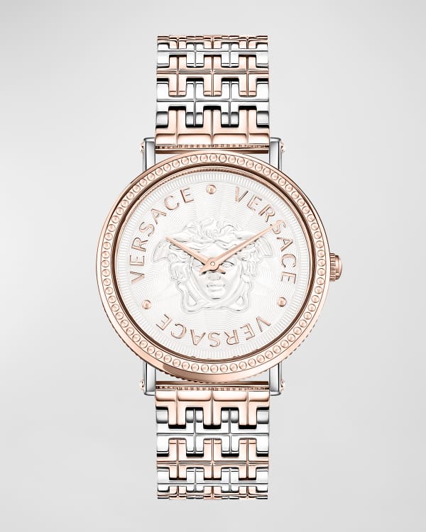 Versace V-Tribute Watch with Bracelet Strap, Yellow Gold IP/Silver ...
