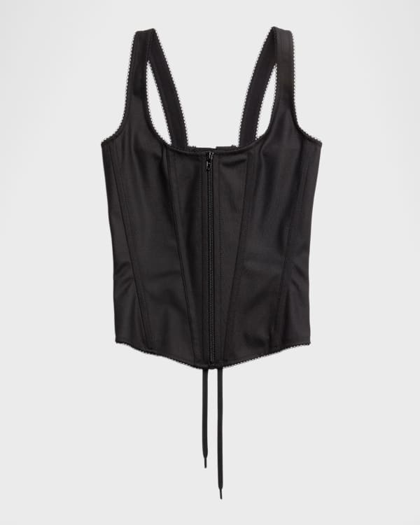 Versace Medusa Corset Enver Satin Crop Top | Neiman Marcus