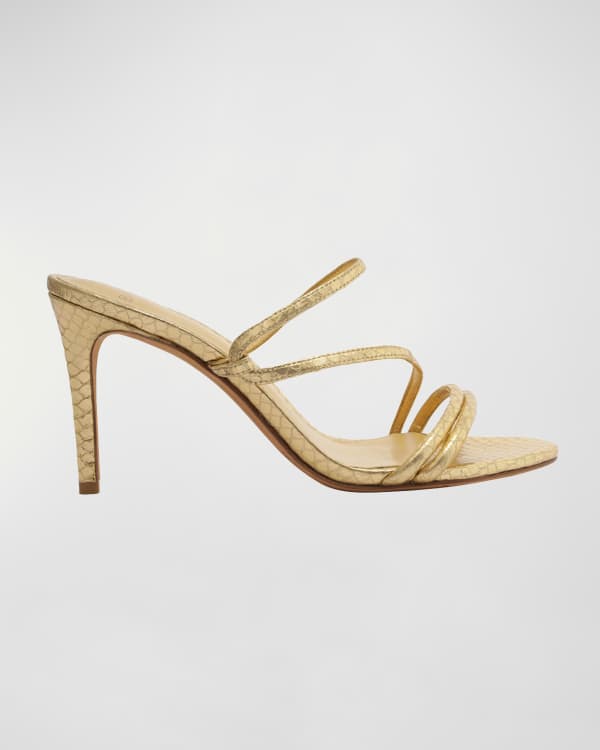 Alexandre Birman Eve Metallic Four-Band Slide Sandals | Neiman Marcus