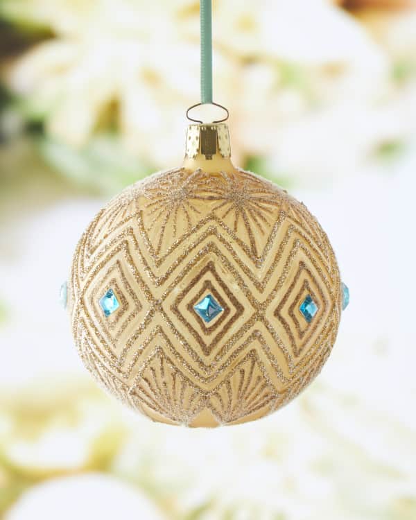 Gold Glass Ball Christmas Ornament With Multi Stones | Neiman Marcus