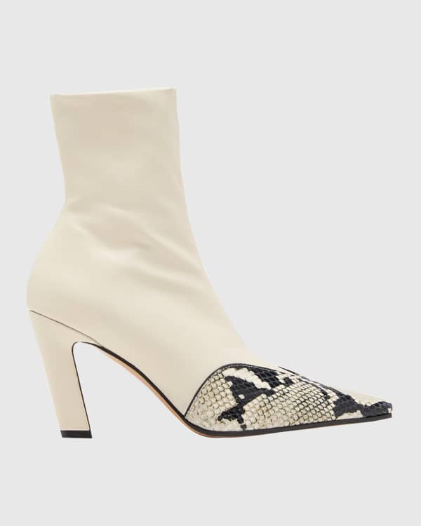 THE ROW Shrimpton Leather Square-Toe Ankle Boots | Neiman Marcus