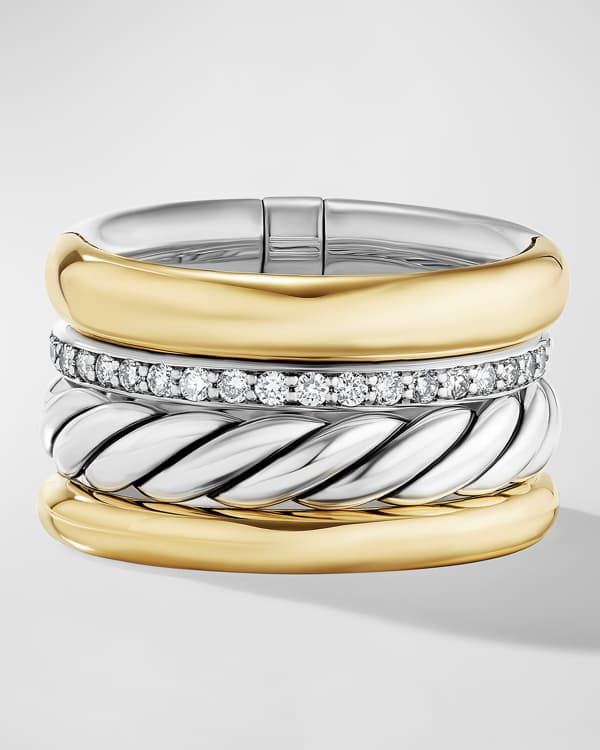 David Yurman DY Mercer Ring with Diamonds in Silver and 18K Rose Gold ...