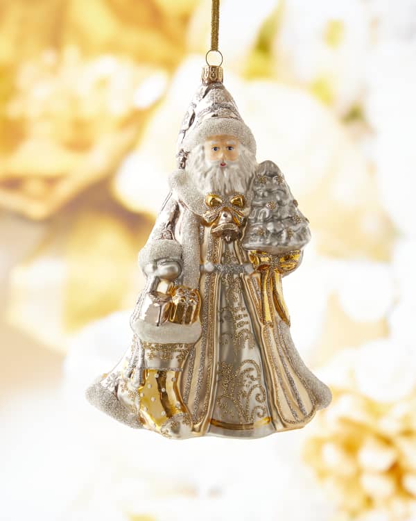 Golden Santa with Presents Christmas Ornament | Neiman Marcus
