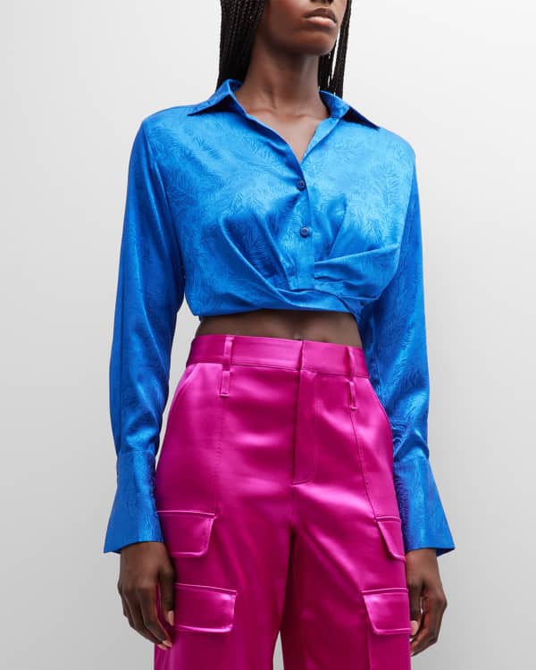 Le Superbe Sunset Tower Cropped Tuck Blouse | Neiman Marcus