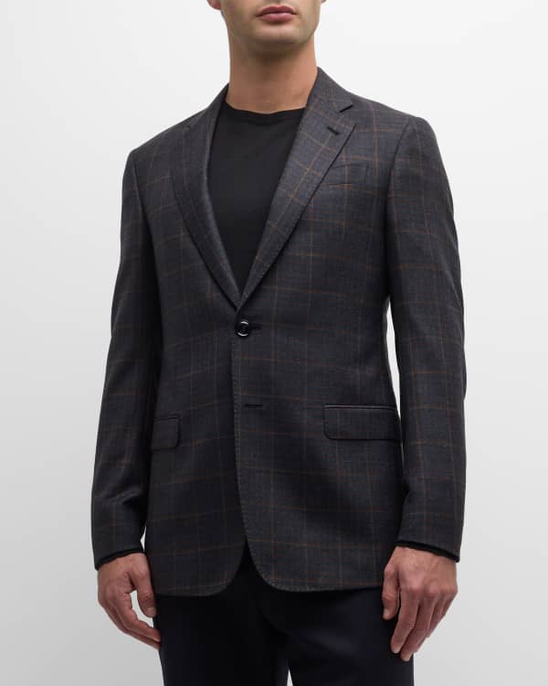 Giorgio Armani Men's Wool-Cashmere Plaid Blazer | Neiman Marcus