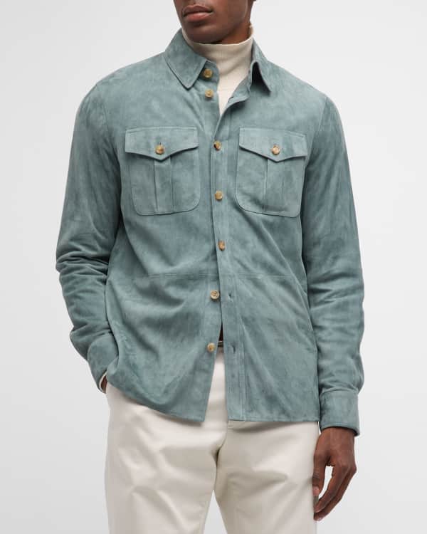 Onia Men's Denim Linen Overshirt | Neiman Marcus