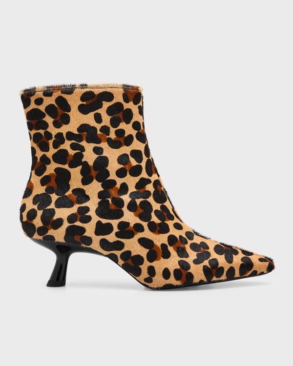 Veronica Beard Tanner Low-Heel Leopard-Print Booties | Neiman Marcus