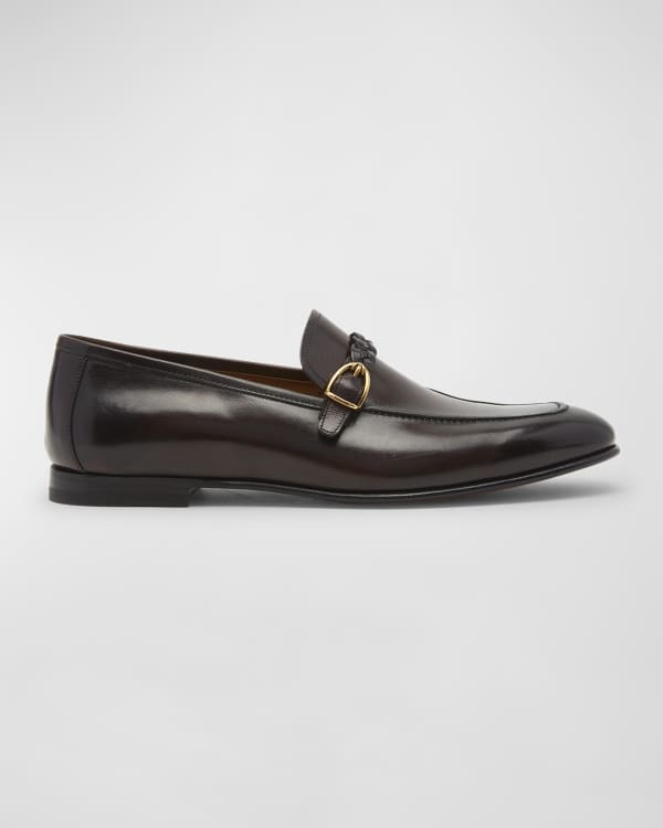 TOM FORD Men's Jack Burnished Leather Loafers | Neiman Marcus