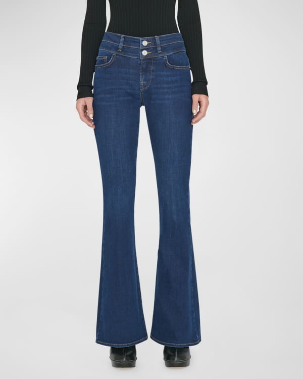 FRAME Le High Flare High-Rise Faded Flare Jeans | Neiman Marcus
