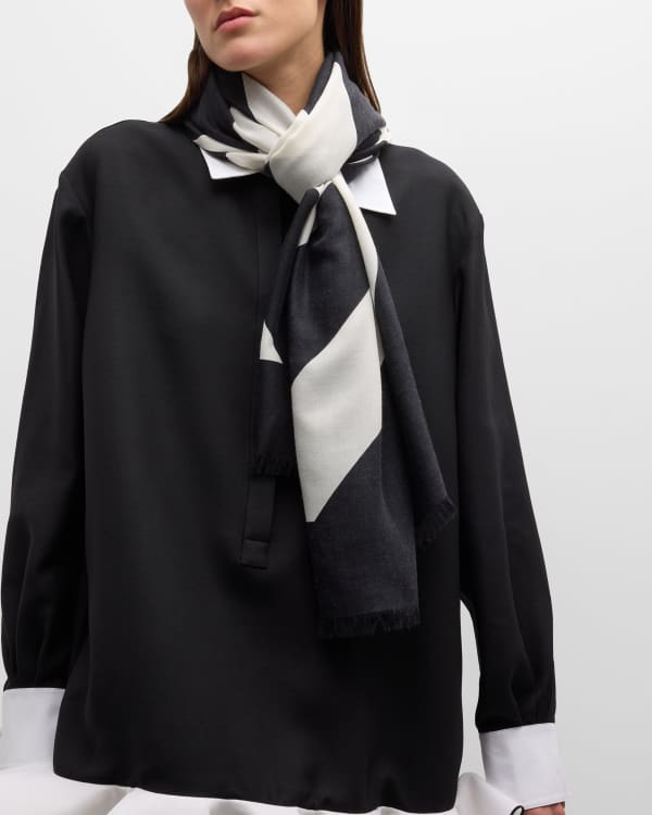 Valentino Garavani Two-Tone V-Logo Silk Square Scarf | Neiman Marcus