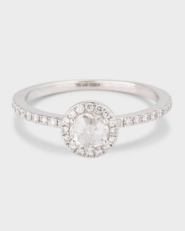 64 Facets Scallop 18K White Gold Rose-Cut and Brilliant Diamond Ring ...