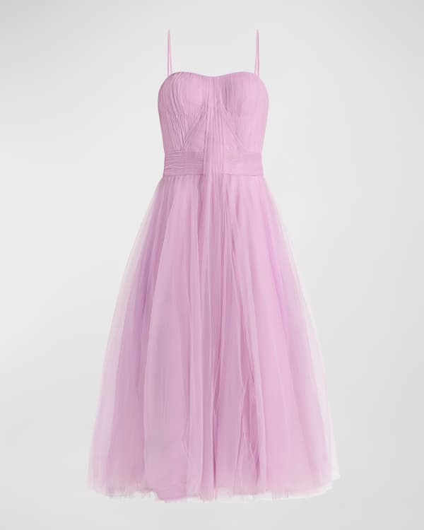 Zac Posen Tulle Cocktail Midi Dress | Neiman Marcus