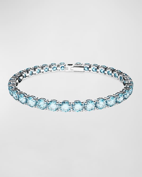 SWAROVSKI Matrix Rhodium-Plated Round-Cut Pink Crystal Tennis Bracelet ...