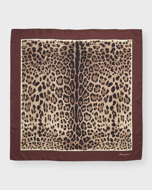 Ferragamo Square Leopard-Print Silk Scarf | Neiman Marcus