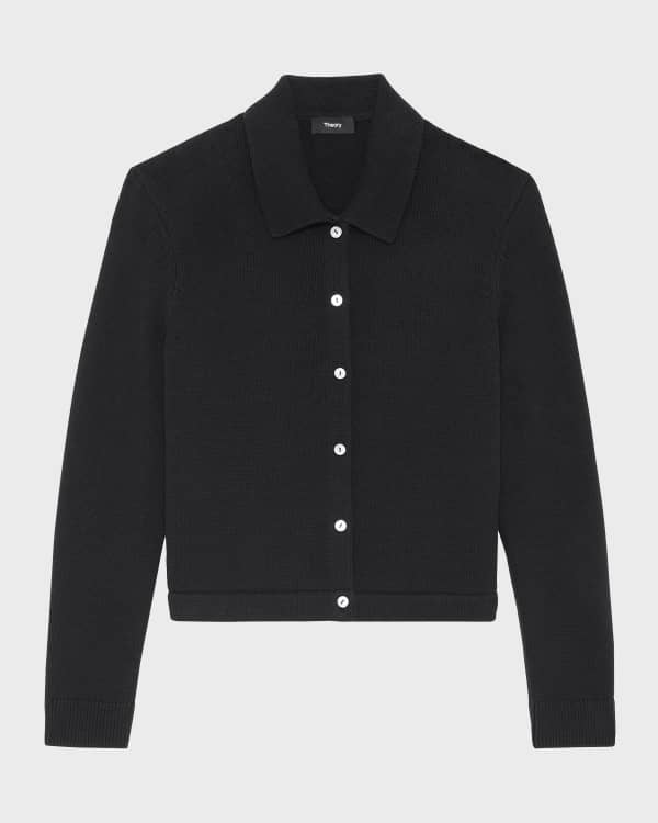 Tory Burch Kendra Striped Button-Down Crochet Cardigan | Neiman Marcus