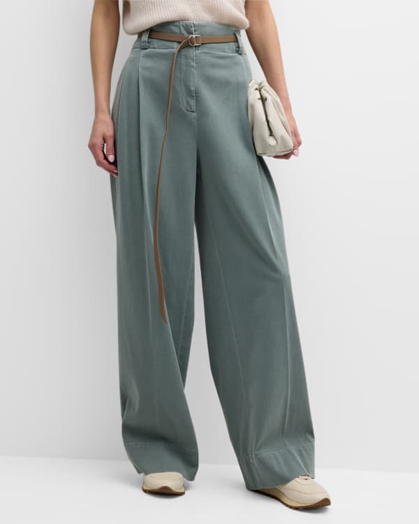 Polo Ralph Lauren Wide-Leg Hemp Pants | Neiman Marcus