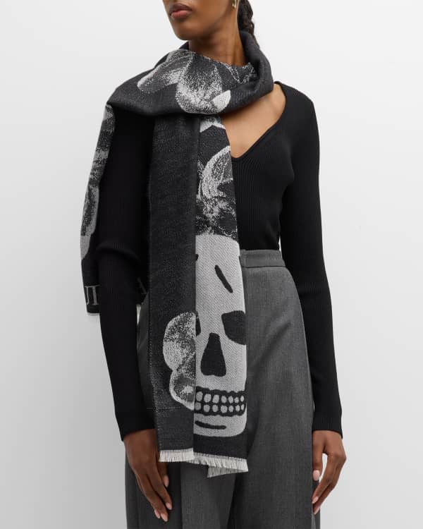Alexander McQueen Skull FO Biker Silk Square Scarf | Neiman Marcus