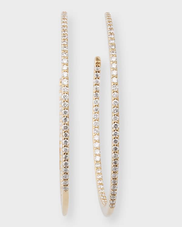 LANA Flawless 14k Gold Rectangle Diamond Hoop Earrings | Neiman Marcus