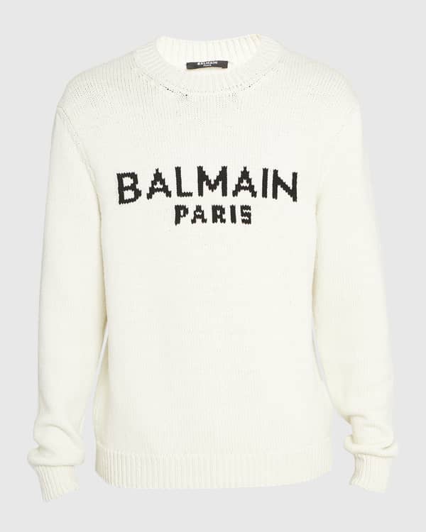Balmain Men's Maxi Monogram Scarf Sweater | Neiman Marcus