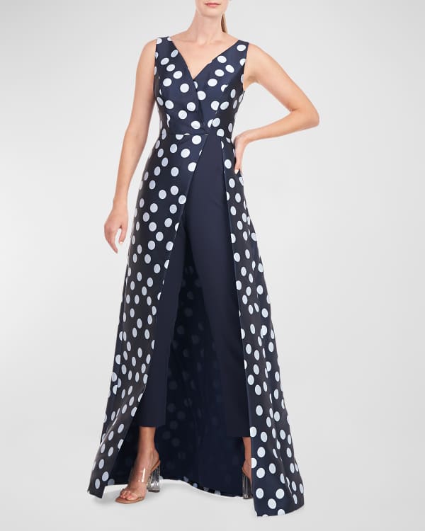 Kay Unger New York High-Low Floral Jacquard Walk-Thru Jumpsuit | Neiman ...