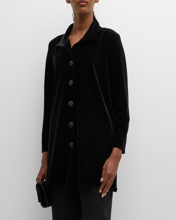 Caroline Rose Madison Velvet Button-Front Shirt | Neiman Marcus