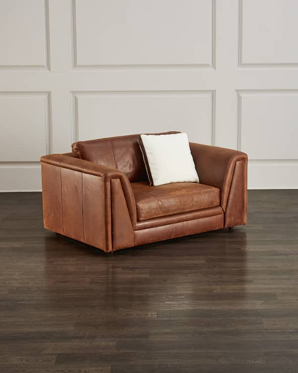 Sarreid Harley Leather Dining Arm Chair | Neiman Marcus