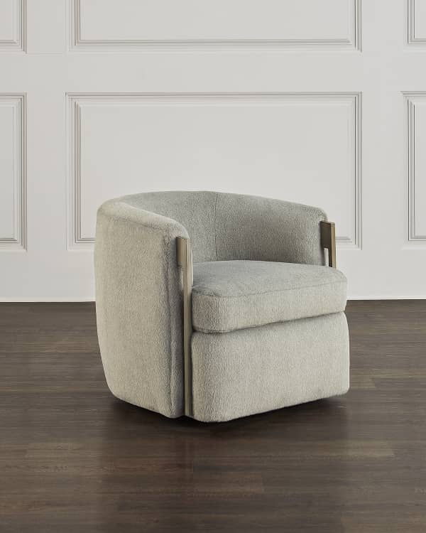 Dyna St. Clair Light Gray Tweed Swivel Chair | Neiman Marcus