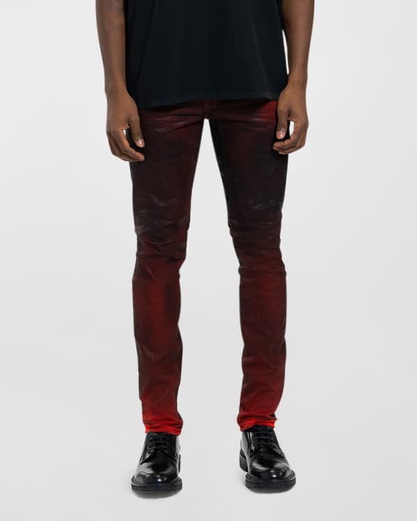 PURPLE Men's Oil-Coated Skinny Jeans | Neiman Marcus
