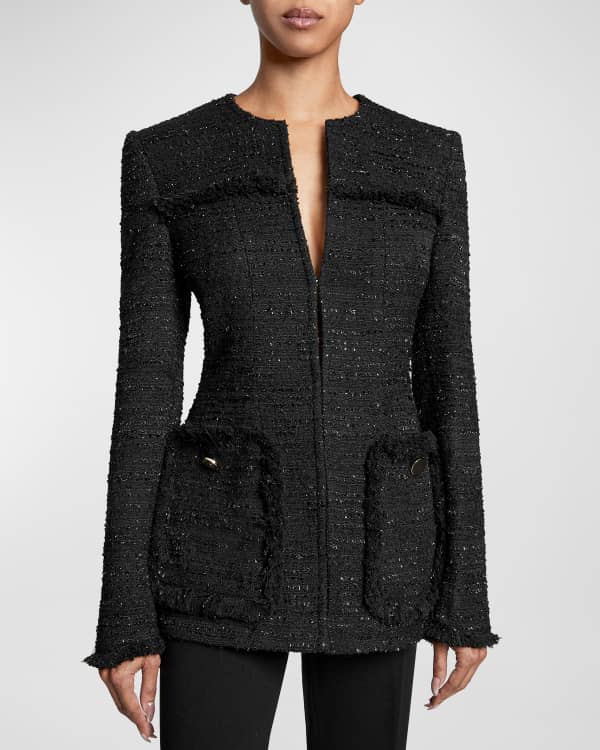 Santorelli Cynthia Fringe-Trim Tweed Jacket | Neiman Marcus
