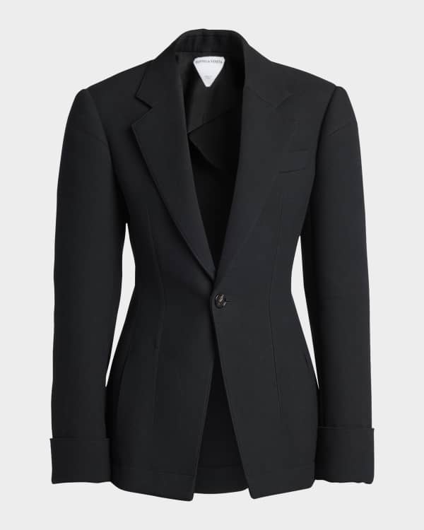 CHRISTOPHER JOHN ROGERS Pleated-Back Blazer Jacket with Contrast Seams ...