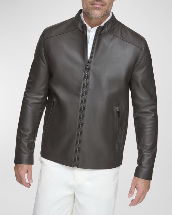 Andrew Marc Men's Farnworth Leather Moto Jacket | Neiman Marcus