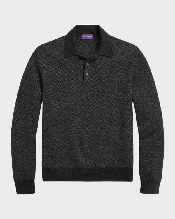 Isaia Men's Jacquard Polo Sweater | Neiman Marcus