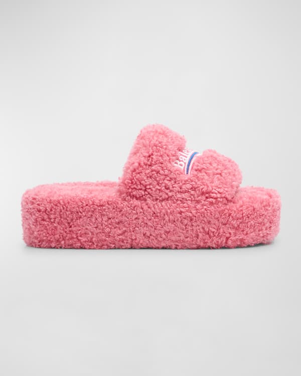 Balenciaga Furry Slide Sandals | Neiman Marcus