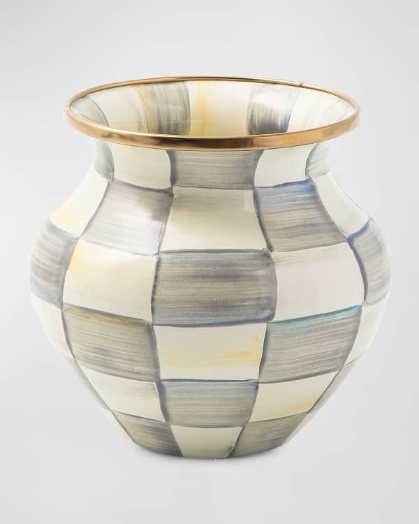 MacKenzie-Childs Rosy Check Tall Vase | Neiman Marcus