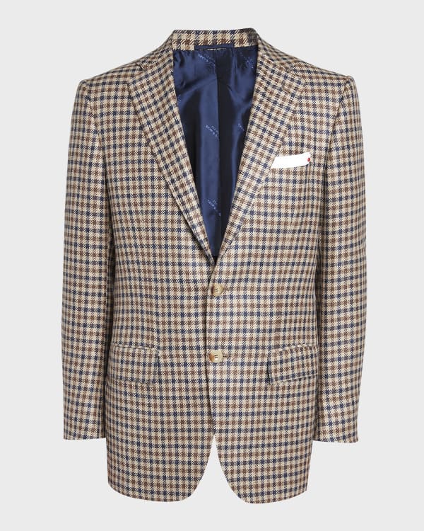 Kiton Men's Cashmere Check Sport Coat | Neiman Marcus