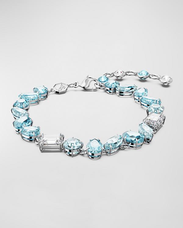 SWAROVSKI Matrix Rhodium-Plated Round-Cut Pink Crystal Tennis Bracelet ...