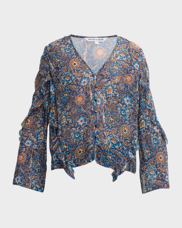 Veronica Beard Lowell Floral Long-Sleeve Blouse | Neiman Marcus