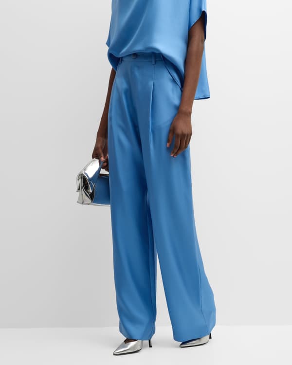 Plan C Mid-Rise Double-Pleated Straight-Leg Trousers | Neiman Marcus