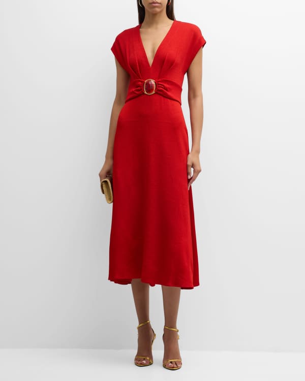 Silvia Tcherassi Dorotea Floral Embroidered Tiered Midi Dress Neiman