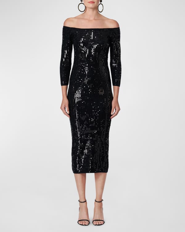 Dolce&Gabbana Micro Sequined Tulle Midi Dress | Neiman Marcus
