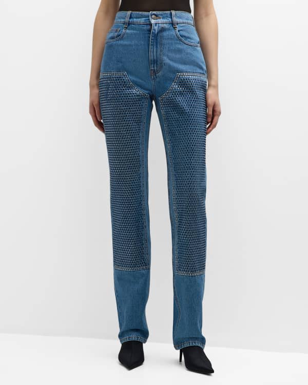 Maison Margiela High-Rise Straight-Leg Faded Denim Pants | Neiman Marcus