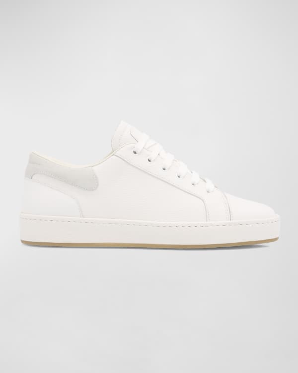 Burberry Men's Reeth Leather House Check Low-Top Sneakers, White ...