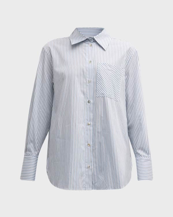 Finley Emmy Tie-Front Button-Down Poplin Shirt | Neiman Marcus