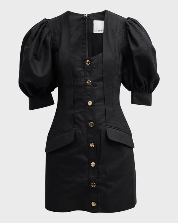 Veronica Beard Jeans Basia Button-Front Topstitch Mini Denim Dress ...