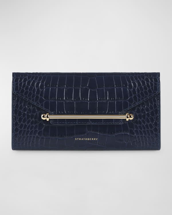 STRATHBERRY Multrees Cro-Embossed Flap Wallet on Chain | Neiman Marcus