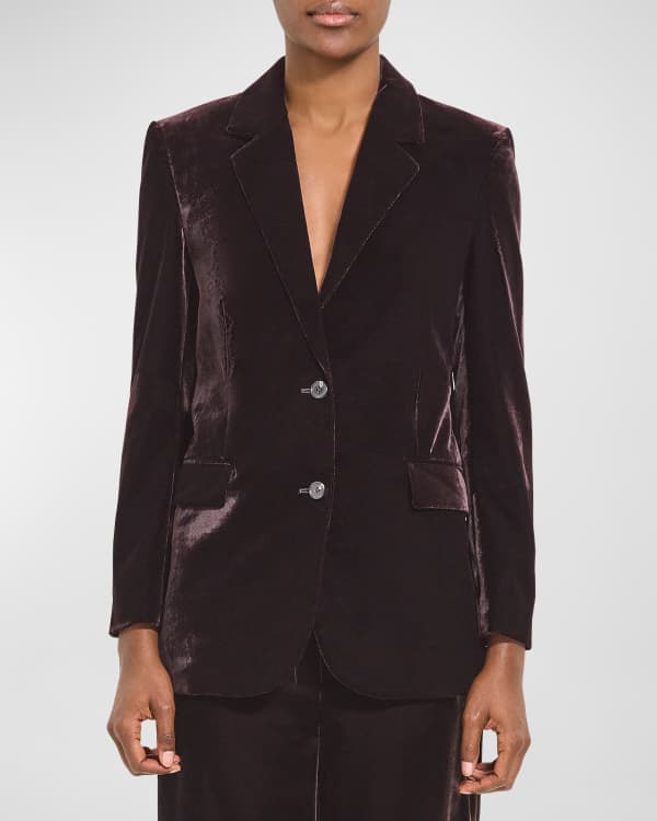 Badgley Mischka Collection Single-Button Sequin Velvet Jacket | Neiman Marcus